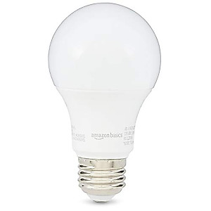 Amazon Basics 60W Equivalent, Soft White, Non-Dimmable, 10,000 Hour Lifetime, A19 LED Light Bulb , 2-Pack
