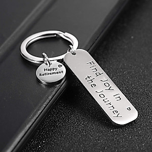 Anlive Find Joy in The Journey Keychain Happy Retirement Inspirational Gift (Silver)