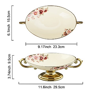 fanquare Floral Footed Fruit Bowl for Party, Fruit Holder for Kitchen Countertop, Decorative Bowls for Centerpieces