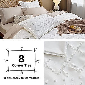 Bedsure Duvet Cover King Size - King Duvet Cover Set, Boho King Bedding Set for All Seasons, 3 Pieces Embroidery Shabby Chic Home Bedding Duvet Covers (White, King, 104x90)