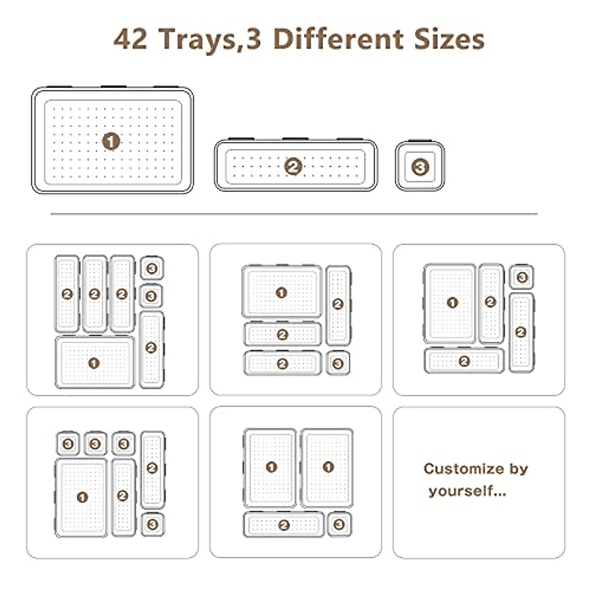 【𝟰𝟮𝗣𝗖𝗦】A-LUGEI Tool Box Organizer Tray Divider Set, Desk Drawer Organizer, Garage Organization and Storage Toolbox Accessories for Rolling Tool Chest Cart Cabinet Work Bench Small Parts