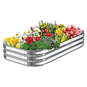 Aolamegs Galvanized Raised Garden Bed - 1 Pack 68 x 36 inch Vented Raised Garden Boxes Kit for Vegetables Flower Strawberry Garden Planter Metal Raised Garden Boxes Outdoor with Glolves No Need Tools