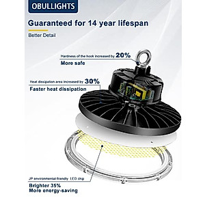 Super Bright UFO LED High Bay Light 150W 22500lm 5000K, 30% Brighter than normal LED, Alternative to 600W MH/HPS for Shop Garage Barn Warehouse Factory Gym, 100-277V, UL US Plug 5’ Cable, IP65