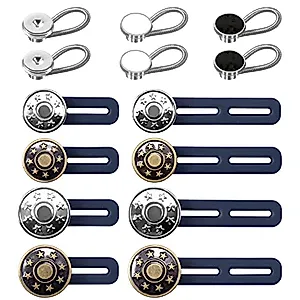 Pants Button Extender Shirt Collar Extenders: 8 Pcs Jeans Waist Silicone Extender Button for Mens and Women - 6 Pcs Neck Button Extender Collar Extenders for Mens Dress Shirts