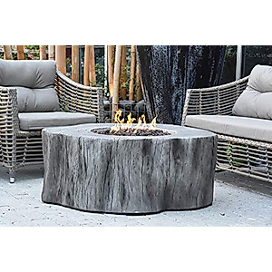 Elementi Manchester Outdoor Gas Firepit Table 42 Inches Natural Gas Fire Pit Patio Heater Concrete High Floor Clearance Firepits Outside Electronic Ignition Backyard Fireplace Cover Lava Rock Included