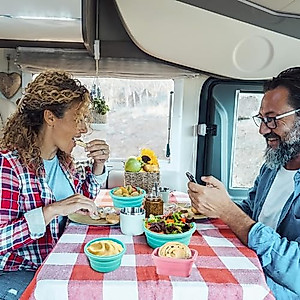 LYASILGC Set of 8 Collapsible Silicone Food Storage Containers, Collapsible Bowls with Airtight Lids, Flat Stacks, Meal Prep, Lunch Box Container, RV Organization And Storage