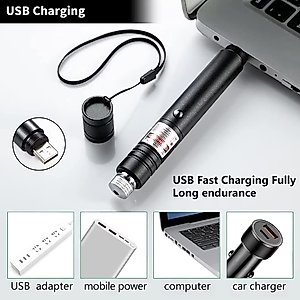Cowjag Laser Pointer, Long Range Red Laser Pointer,Laser Pointer High Power Pen, Red Pointer Rechargeable for Hiking, Cat Laser Toy USB Charge(Red Light)