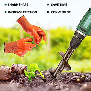 LIKYUU Auger Drill Bit for Planting, Garden Auger Spiral Drill Bit for Flower Bulbs& Bedding Planting, Umbrella Holes Digging, for Most 12inchx3.6inch and 8.9inchx2.1inch Drive Drill