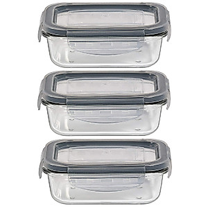 Mason Craft & More Leak Proof Glass BPA Free Plastic Locking Lid Food Storage container, 24 OUNCE SET, Clear