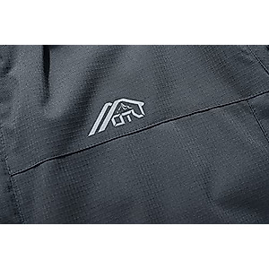 OTU Men's Lightweight Waterproof Hooded Rain Jacket Outdoor Raincoat Shell Jacket for Hiking Travel Darkgrey XL
