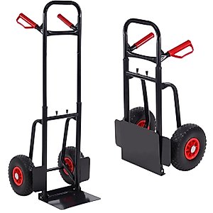 Elevon Folding Hand Truck and Cart, Utility Dolly Platform Cart with Telescoping Handle 2 Wheels, 220 LB Heavy Duty Hand Cart for Luggage, Travel, Moving - Black