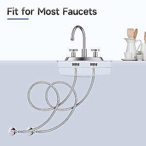 JUWO 60" Faucet Supply Line, 3/8" Comp x 1/2" FIP Stainless Steel Kitchen Faucet Hose Connector, For Large Residence or Outdoor Use with Extra Long Distance (2-Pack)