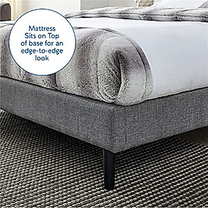 Classic Brands Mornington 2.0 Upholstered Platform Bed | Headboard and Metal Frame with Wood Slat Support, Grey, King