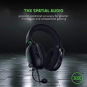 Razer BlackShark V2 Gaming Headset: THX 7.1 Spatial Surround Sound - 50mm Drivers - Detachable Mic - for PC, PS4, Nintendo Switch - 3.5 mm Headphone Jack & USB DAC - Classic Black (Renewed)