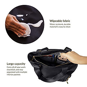 Kiinde Anika Breast Pump Bag with Cooler Pocket, Laptop Compartment, Professional and Stylish, Large Capacity, Easy to Clean, Black with Grey Interior