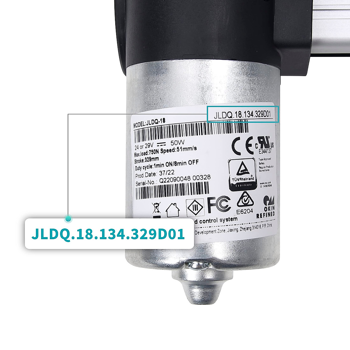 Okin Refined-R Model JLDQ-18 & JLDQ.18.134.329D01 Power Recliner Motor, Electric Lift Chair Reclining Couch Sofa Actuator Replacement Part for JLDQ.18.134.329D