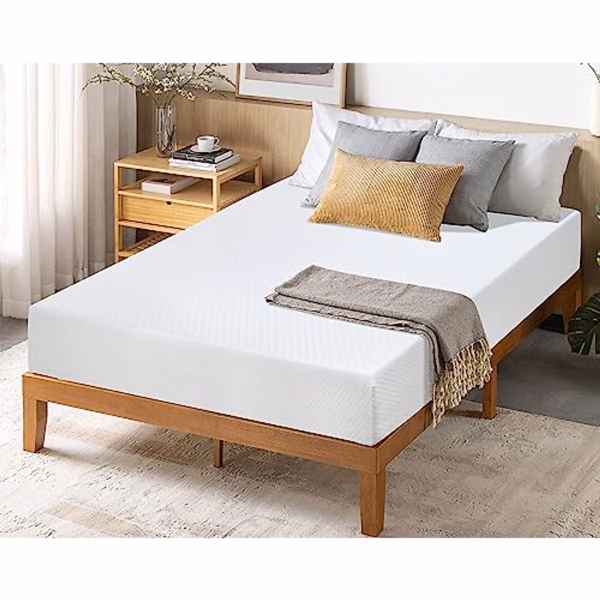 5/6/8/10/12 inch Full Size Mattress with Cover, Green Tea Cooling Gel Memory Foam Mattress for a Cool Sleep & Pressure Relief, Medium Firm Base Foam Mattresses, Bed in a Box, CertiPUR-US Certified