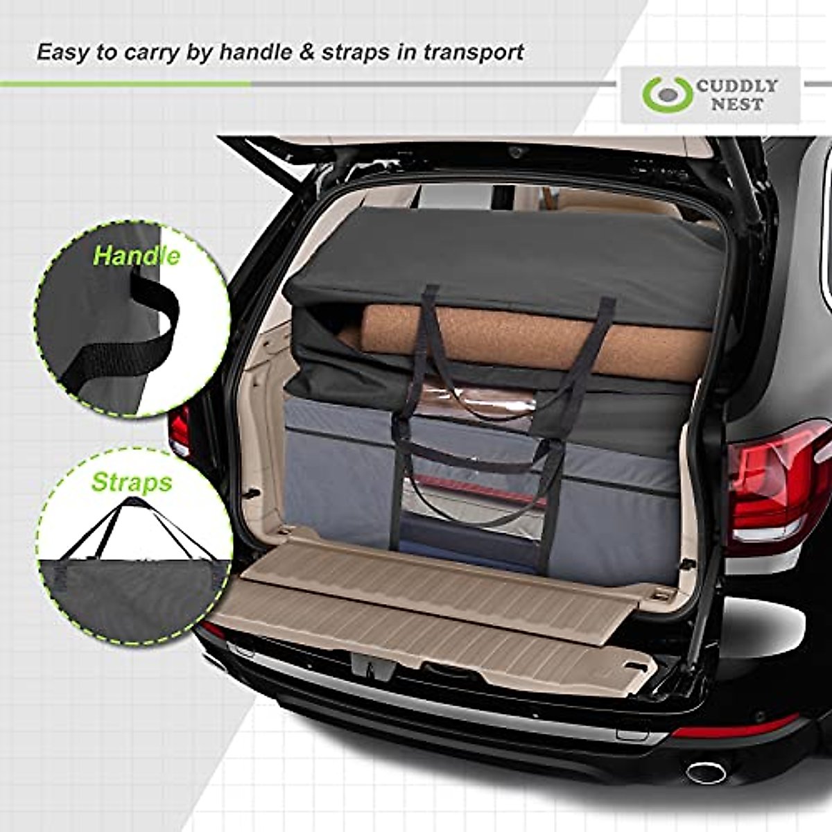 Cuddly Nest Folding Mattress Storage Bag - Heavy Duty Carry Case for Tri-Fold Guest Bed Mattress (Fits 4" Twin & Twin XL Mattress)