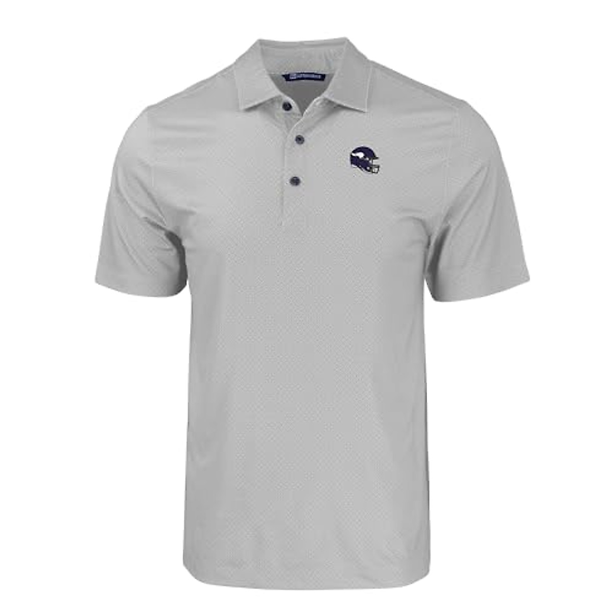 Cutter & Buck Men's Gray Minnesota Vikings Helmet Big & Tall Pike Eco Tonal Geo Print Stretch Recycled Polo
