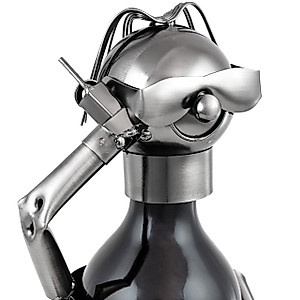 BRUBAKER Wine Bottle Holder Boss - Metal Sculpture - Wine Rack Decor - Tabletop - with Greeting Card