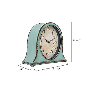 Creative Co-Op Metal Mantel Clock with Aqua Finish