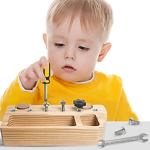 Kids Montessori Screwdriver Board Set, Wooden Toddler Real Tools Montessori Toys Preschool Toys Fine Motor Skills Toys for Kids Toddlers 3 4 5 Years Old
