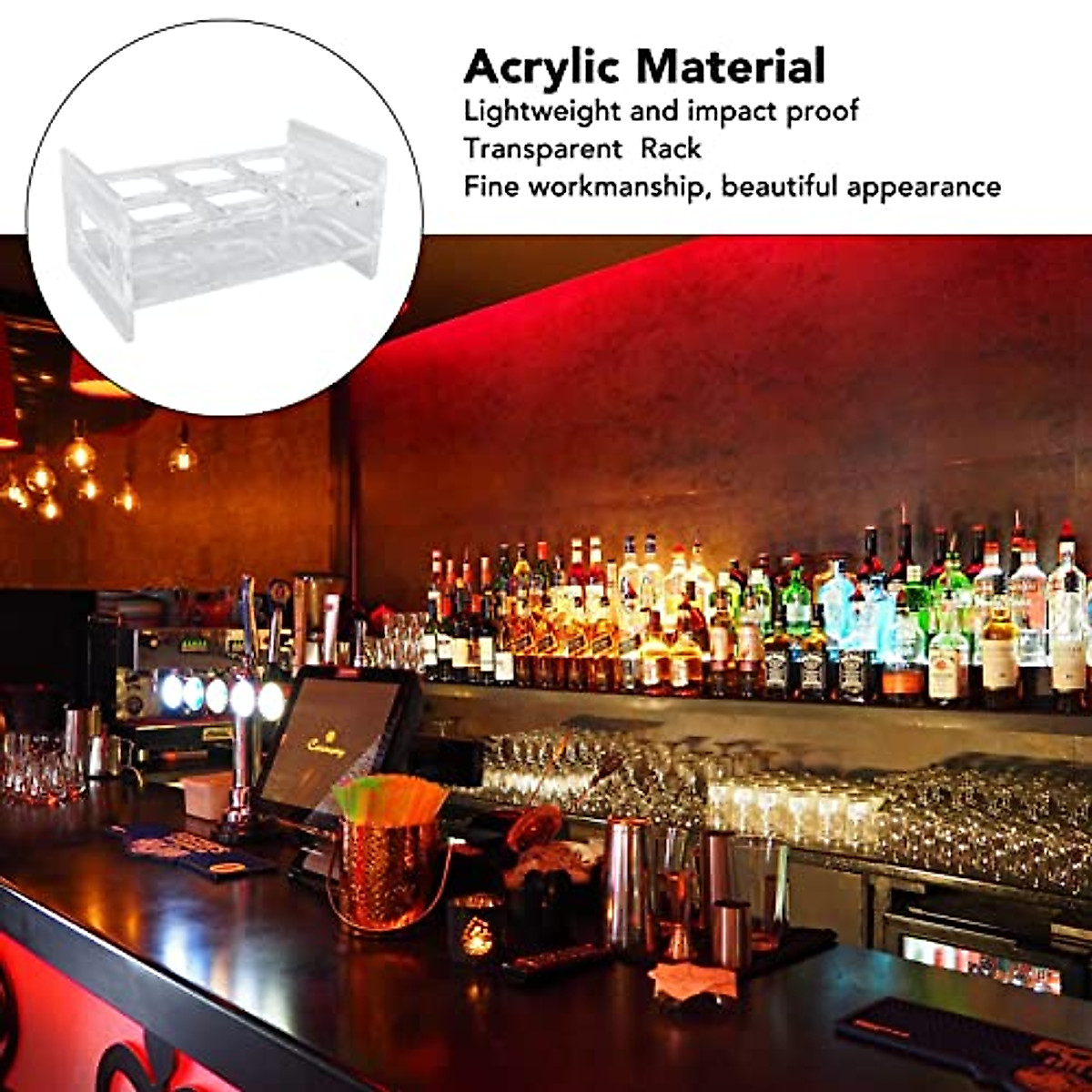 Naroote Liquor Cup Display, Washable 6 Pcs Acrylic Shot Glass Holder for Household