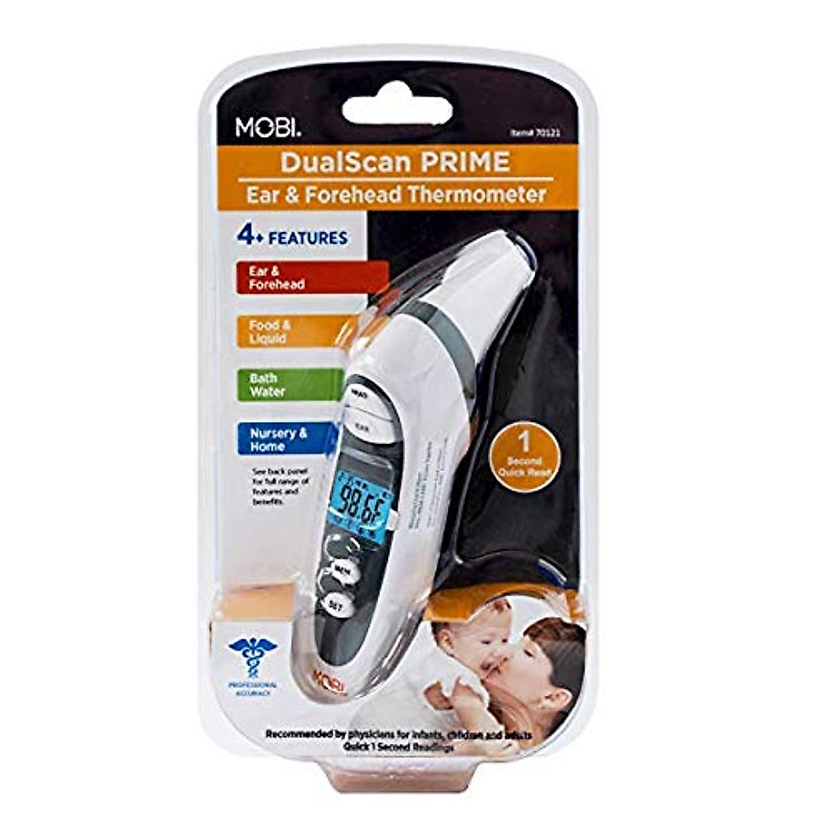 MOBI DualScan Prime 2-in-1 Ear & Forehead Digital Thermometer with Food & Bottle Readings, 6+ Features