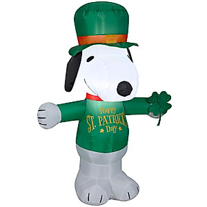 Gemmy Airblown Inflatable St. Patrick's Day Snoopy, 3.5 ft Tall, White