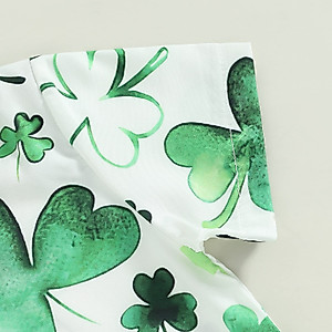 Youweixiong Toddler Baby Boy St. Patrick's Day Outfits Clover Short Sleeve Button Down Shirt Top Solid Shorts Set Summer Clothes 2Pcs (White, 4-5 Years)