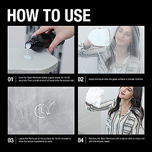 GlassGuard Glass Restoration Stain Remover to Clean Shower Doors | Glass Cleaner for Hard Water Stains, Water Spot, Soap Scum & Limescale | Tile & Bathtub Spot Cleaner with A Scouring Pad | 250ML