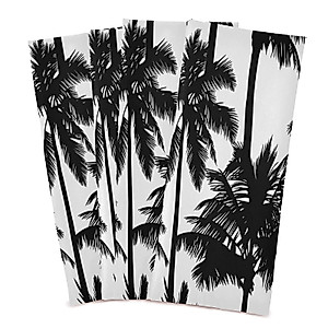 ALAZA Tropical Black Palm Tree White Decorative Kitchen Dish Towels Set of 4,Soft and Absorbent Kitchen Hand Towels Home Cleaning Towels Dishcloths,18 x 28 Inch