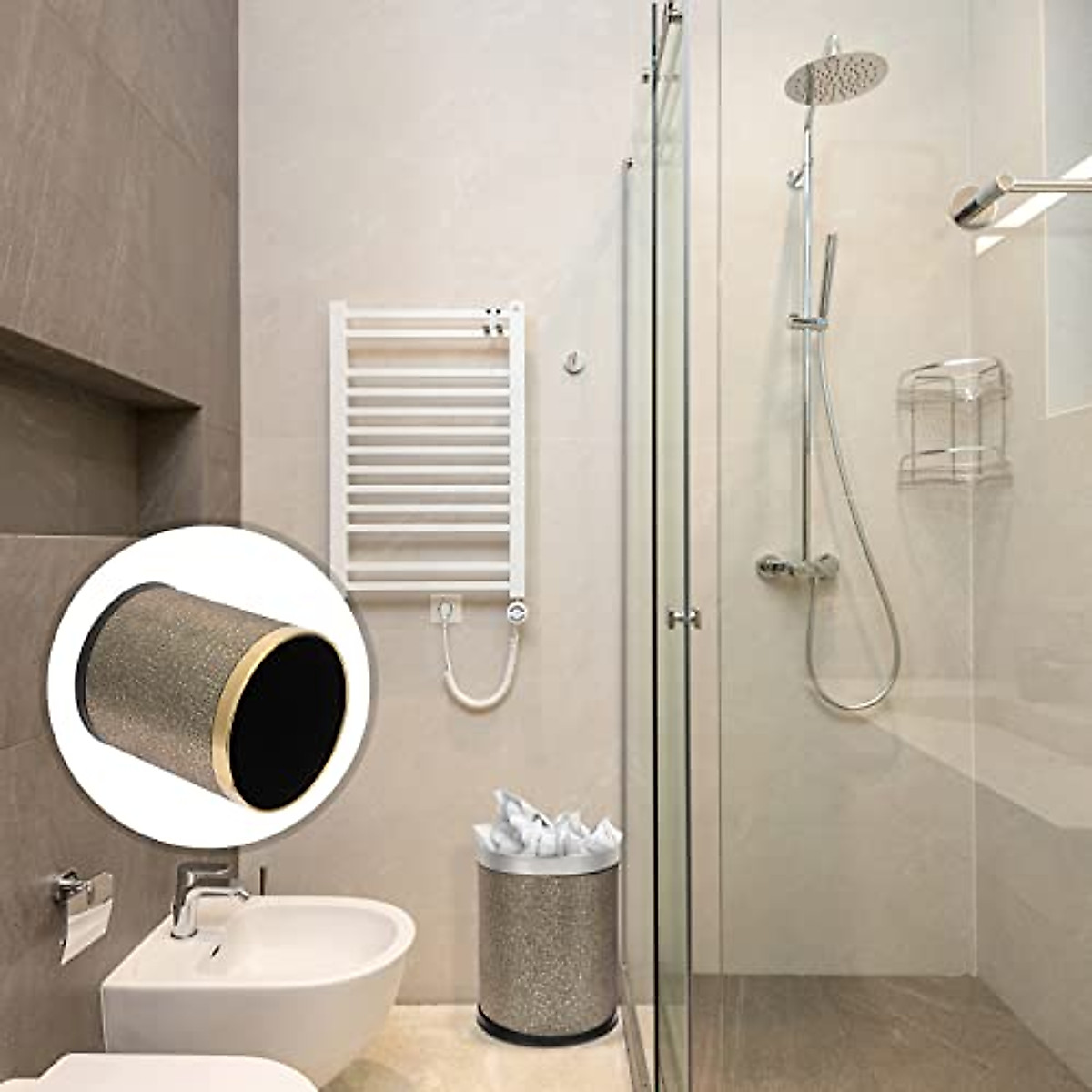 Cabilock Wastebasket European-Style Dustbin Golden+ Decoration Bin Paper Waste Can Room Gold Decorative Black European Home Toilet Wall: Small Garbage Trash Plastic Layer Storage Container