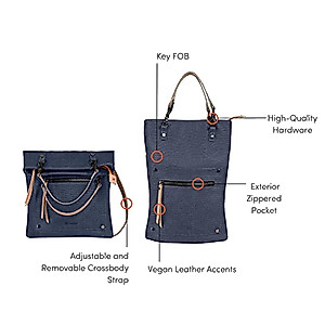 Sherpani Rebel, Cotton Canvas Crossbody Bag, Fashion Handbag, Vintage Tote Purse, Tote Bag, Stylish Purses, Daily Shoulder Bag, Fold-over Crossbody Purse for Women (Indigo)
