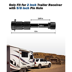 JOYTUTUS Trailer Hitch Lock, with 5/8'' Dia 2-3/4'' Long Pin, Fits 2 Inch Class III-IV Receiver, for Trailer Truck Car Boat, with 2 Keys 2 O-Rings, Anti-Theft and Waterproof Towing Hitch Lock