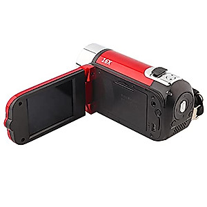 HD Digital Video Camera, 16X Digital Camera, 2.4 Inch Screen Video Camera for Kids, Beginners, Teenagers, 270 Degree Rotation, 118 x 51.5 x 58.5mm(Red)