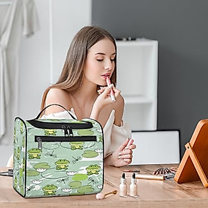 XMNYGJ Cute Dragonfly Frog Hanging Toiletry Bag for Men Women Travel Cosmetic Makeup Organizer Bag Water Resistant Large Portable Wash Case for Accessories, Toiletries, Cosmetics