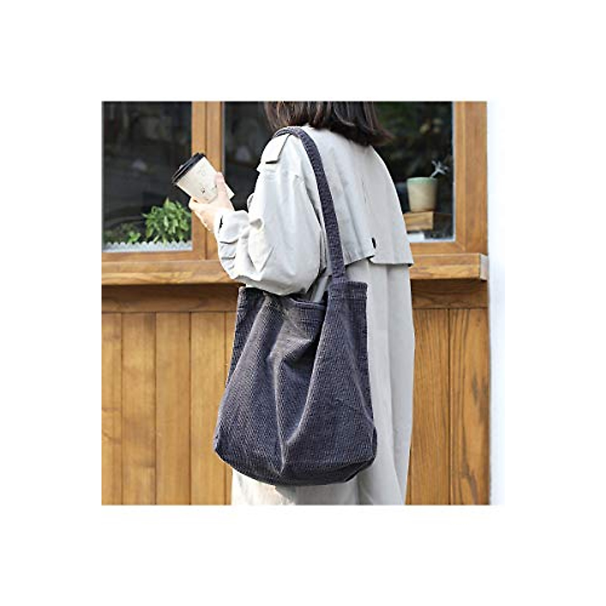 Ulisty Women Large Capacity Corduroy Tote Bag Casual Shoulder Bag Fashion Handbag Shopping Bag Daily Bag green