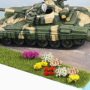 FOIMAS 60pcs Miniature Flower Cluster Colorful Flower Vegetation Groups Grass Tufts Static Scenery Model for DIY Craft Train Landscape Railroad Scenery Sand Military Layout Model War Gaming Terrain