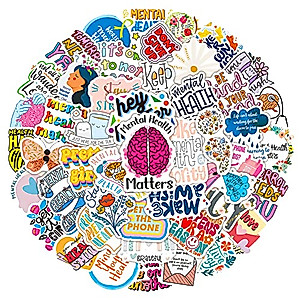50PCS Mental Health Stickers, Kids’Stickers,Water Bottle Stickers,Laptop Stickers, Skateboard Stickers,Luggage Stickers,case Stickers,Waterproof Stickers,Gift Stickers,DIY Stickers for Kids,Teens