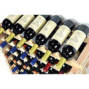 Modular Wine Rack Pine Wood 32-96 Bottle Capacity Storage 8 Bottles Across up to 12 Rows Stackable Newest Improved Model (48 Bottles - 6 Rows)