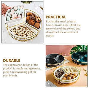 Angoily Ceramic Divided Serving Tray with Handles, 3 Sectional Appetizer Serving Tray, Round Veggie Tray for Serving for Party for Fruit, Candy, Snacks, Parties (White)