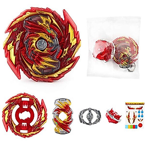 Bey Battle Burst Blade Evolution GT B-155 Booster Master Diabolos.Gn Red Left and Right Launcher Handle Starter Set Gaming Top God Bay Lr Bey Sparking Launcher Battling Tops Spinning Toys