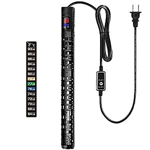 MQ Submersible Aquarium Heater, 200-500W LED Display Fish Tank Heater with External Thermostat Controller and Thermometer Sticker, Auto Thermostat for Tank 30-80 Gallon (500W for 70-80 Gallon Tank)