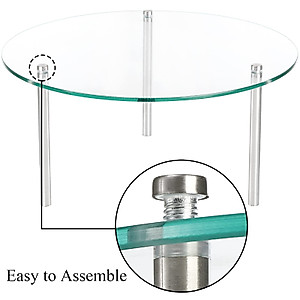 Hacaroa 3 Pcs Tempered Glass Cupcake Stands, 9,11,12.6 Inch Round Food Display Stand Clear Retail Risers for Cakes, Desserts, Pastries, Appetizers