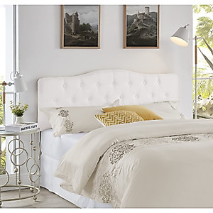 Cassandra Headboards for Full Size Bed, Upholstered Button Tufted Bed Headboard, 12 Adjustable Positions Full Headboard Only, Wall Mounted Headboard, Bed Backboard Linen Fabric Head Board - White