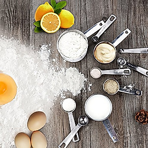 Accmor 11 Piece Stainless Steel Measuring Spoons Cups Set, Premium Stackable Tablespoons Measuring Set for Gift Dry Liquid Ingredients Cooking Baking