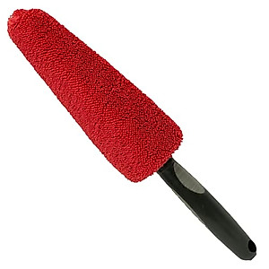 VIKING Wheel Brush or Rim Brush for Car, Metal Free, Red, 2.5 Inch x 14.3 Inch