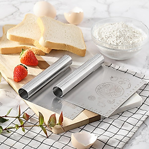 2PCS Bench Dough Scraper Cutter, LCCOWOT Stainless Steel Kitchen Food Scraper Chopper with Matched Protective Cover, 6 inch Bench Knife for Banking & Cooking (2Pack, Silver)