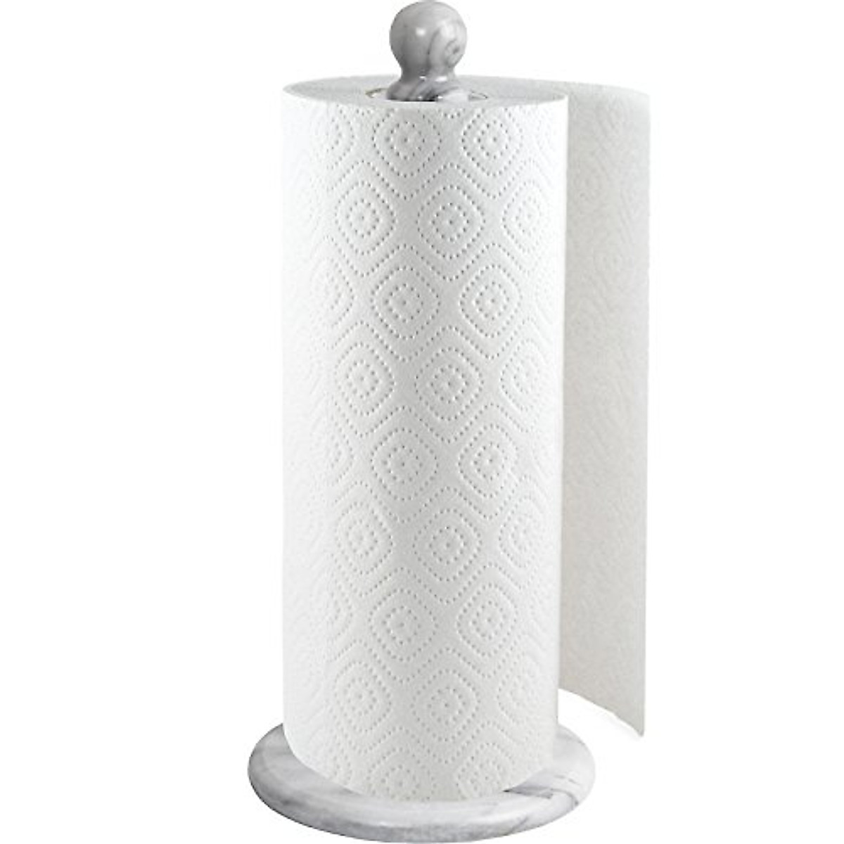 Greenco White Marble Paper Towel Holder, Hand Crafted, 12.5” H x 5.5” W